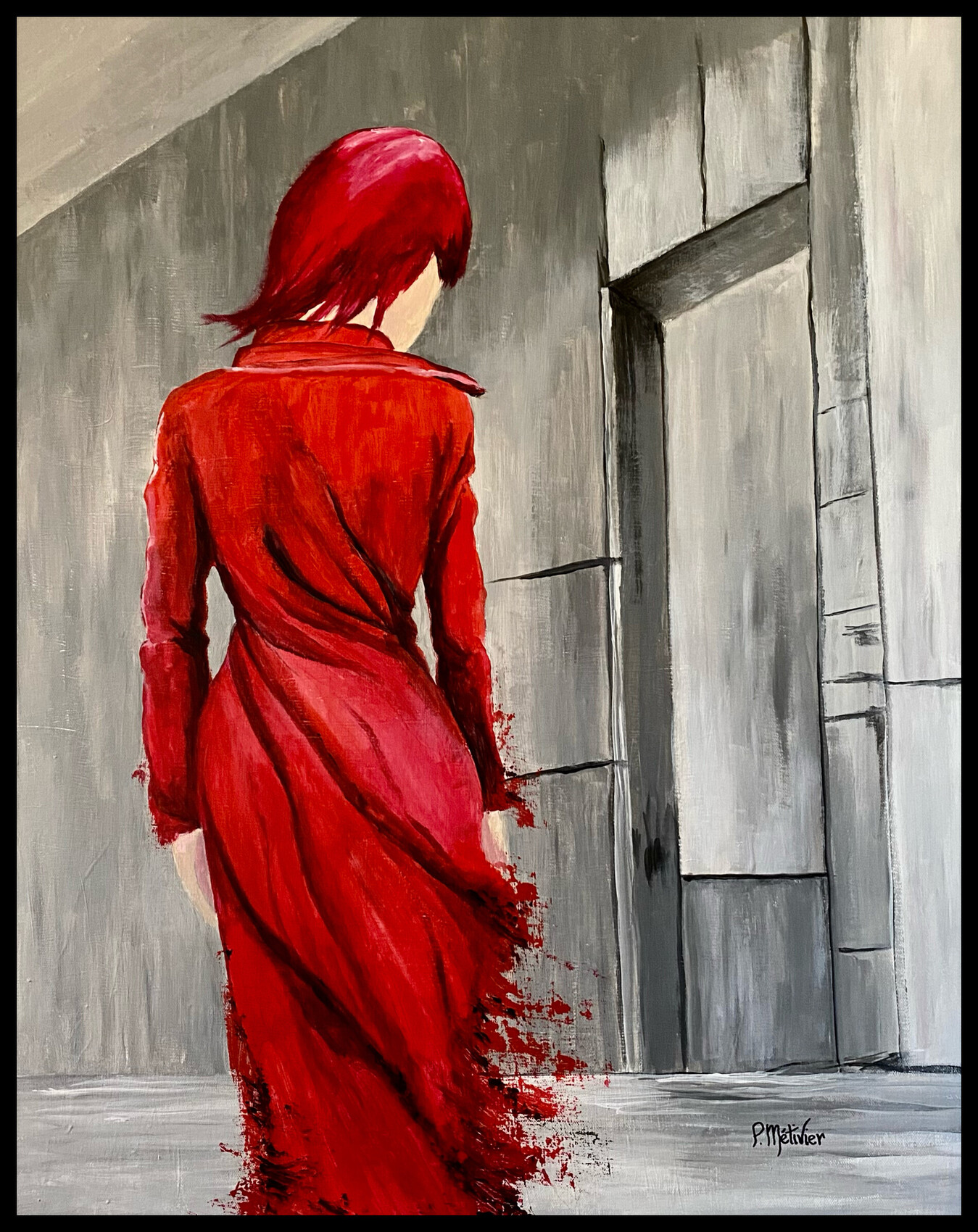 Peinture La dame en rouge