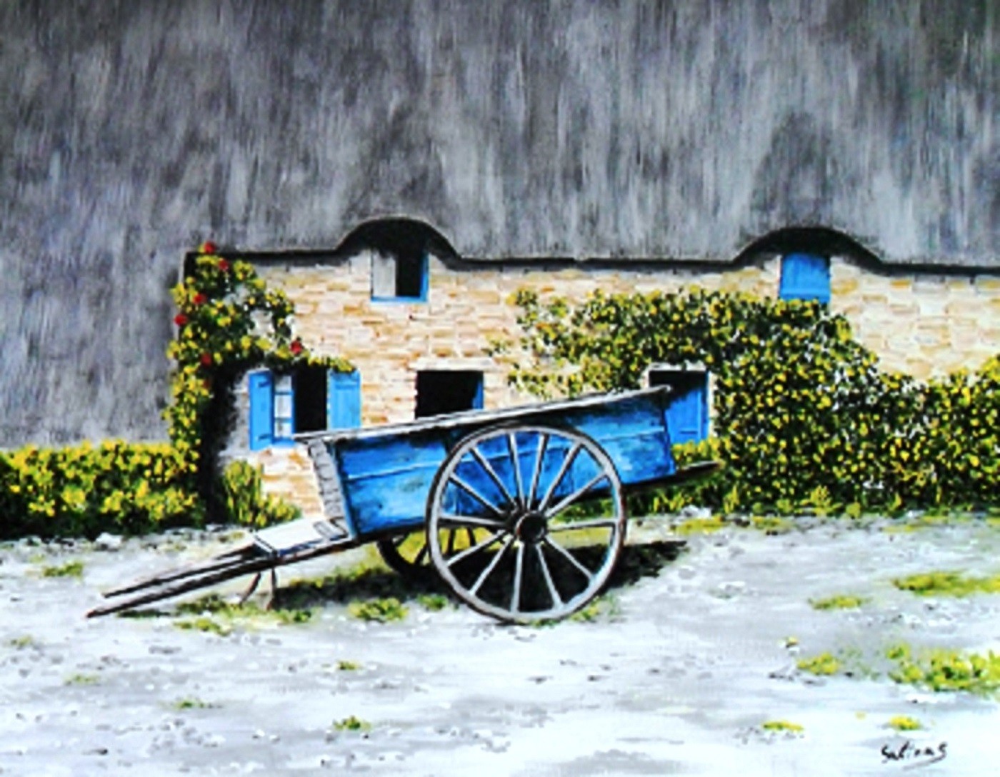 Peinture La charrette. "petit recadrage"