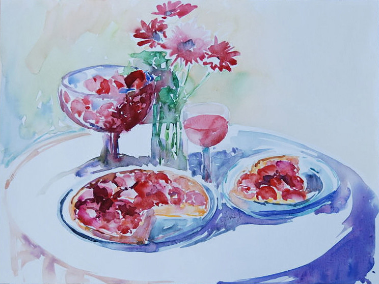 Peinture Symphonie de fruits rouges