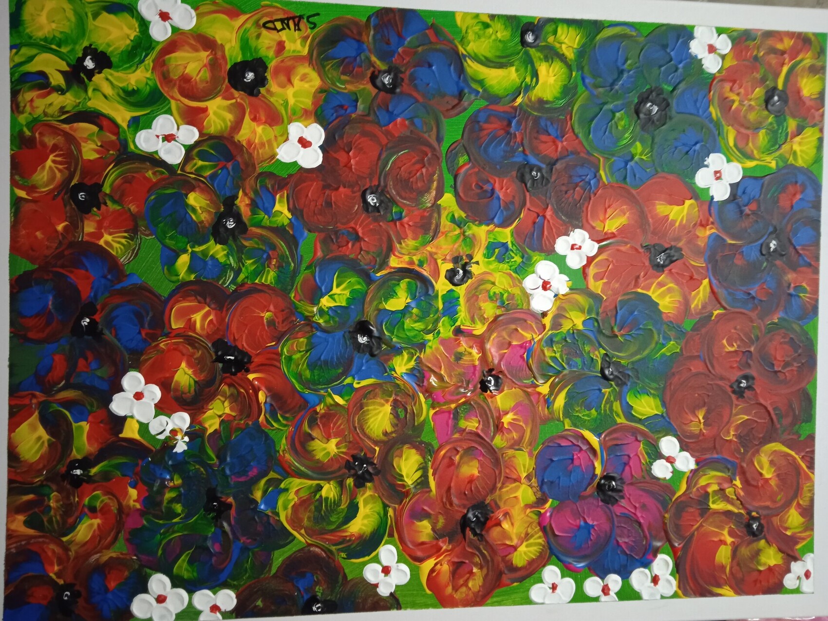 Peinture série ( parterres de fleurs, ) nr 01 parterre de fleurs d'été.