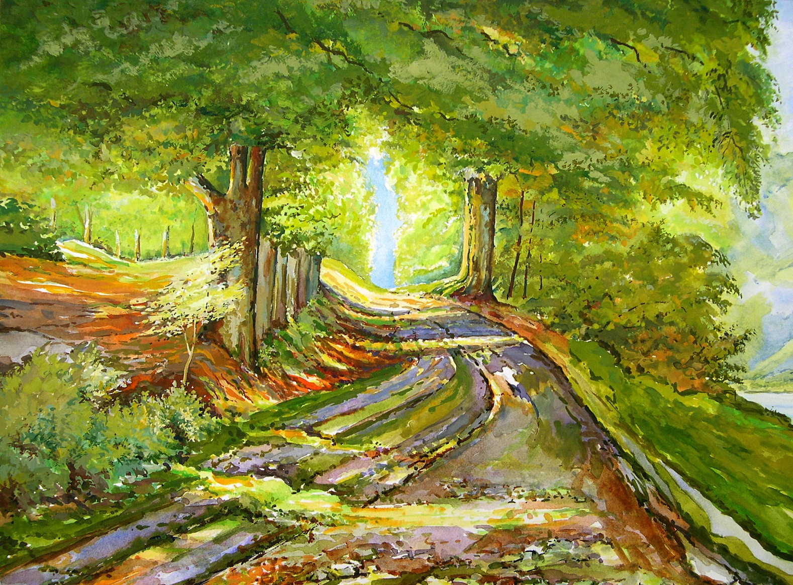 Peinture Chemin ensoleillé.