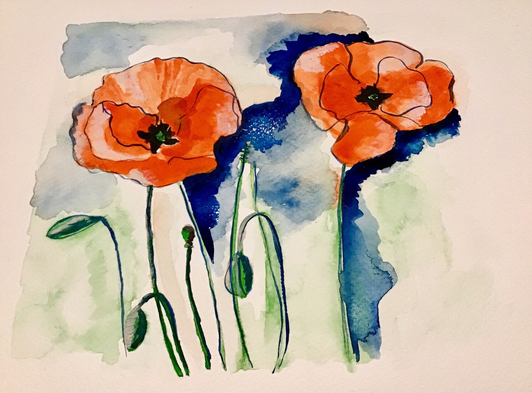 Peinture Les deux coquelicots