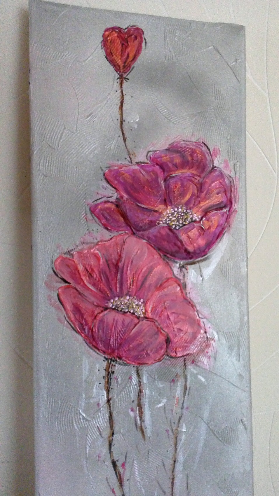 Peinture fleurs rouges