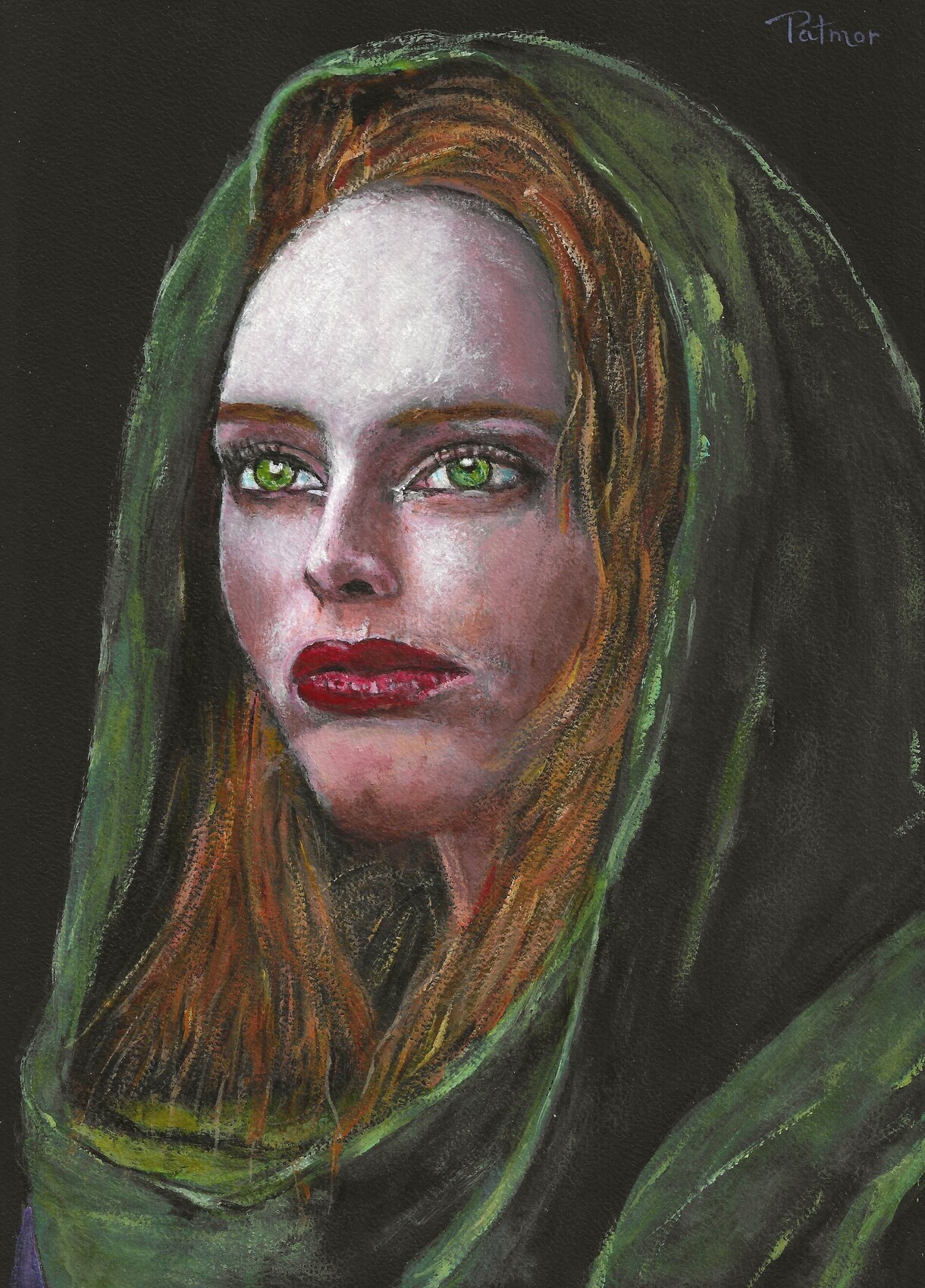 Peinture La fille aux yeux verts