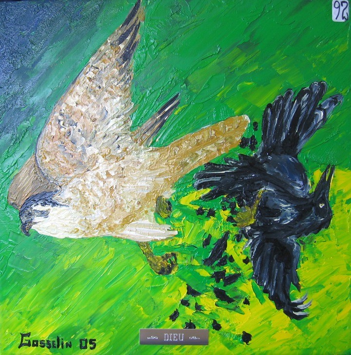 Peinture Rapace qui attaque en plein vol