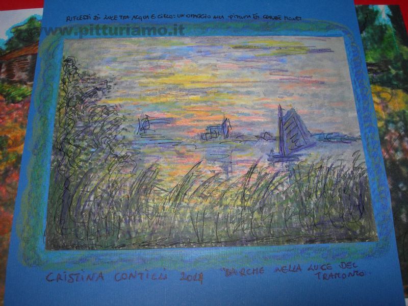 Peinture "Barche nella luce del tramonto"