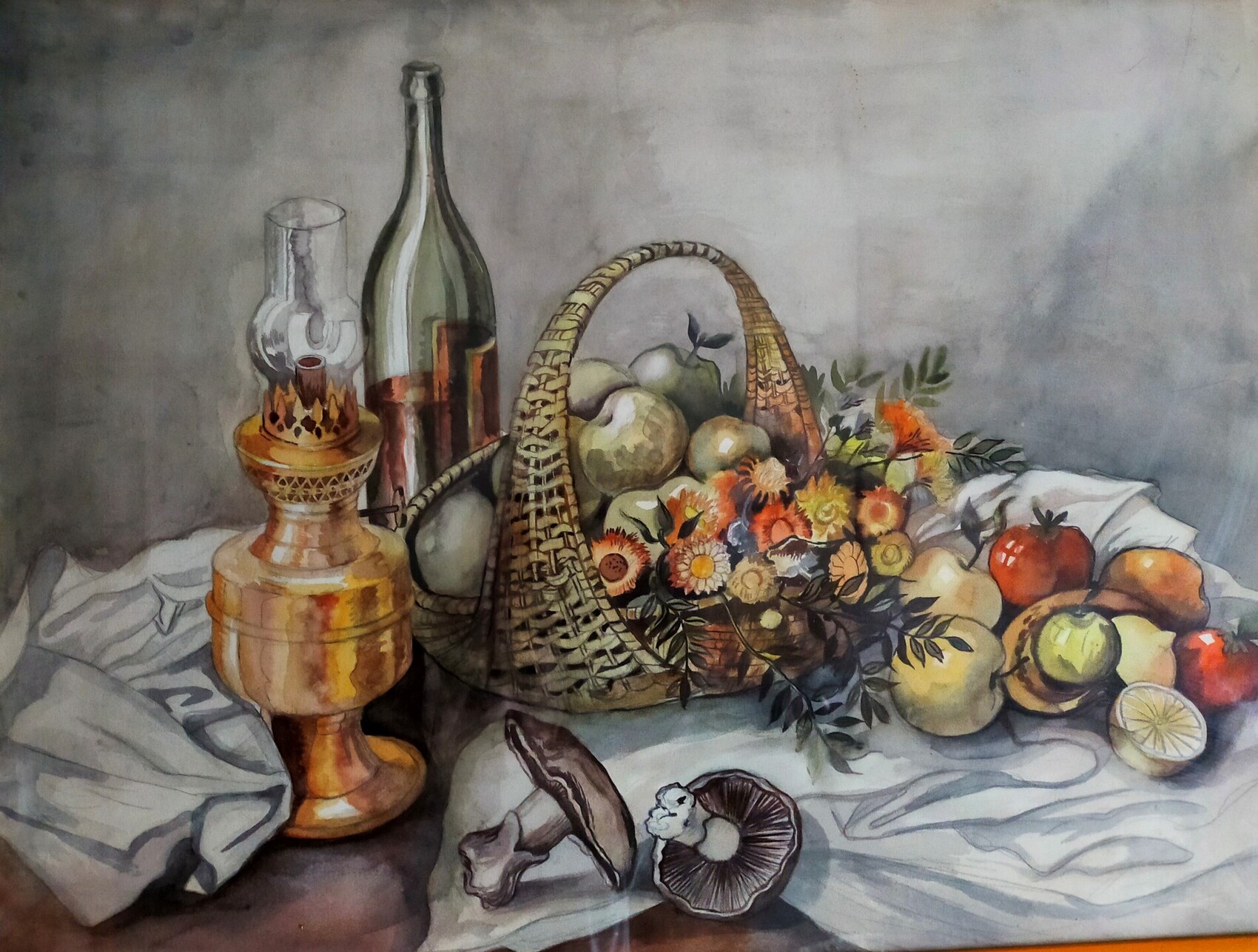 Peinture Nature morte aux deux champignons