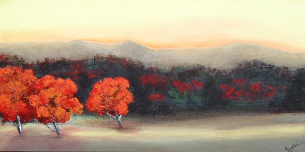 Peinture Les arbres rouges