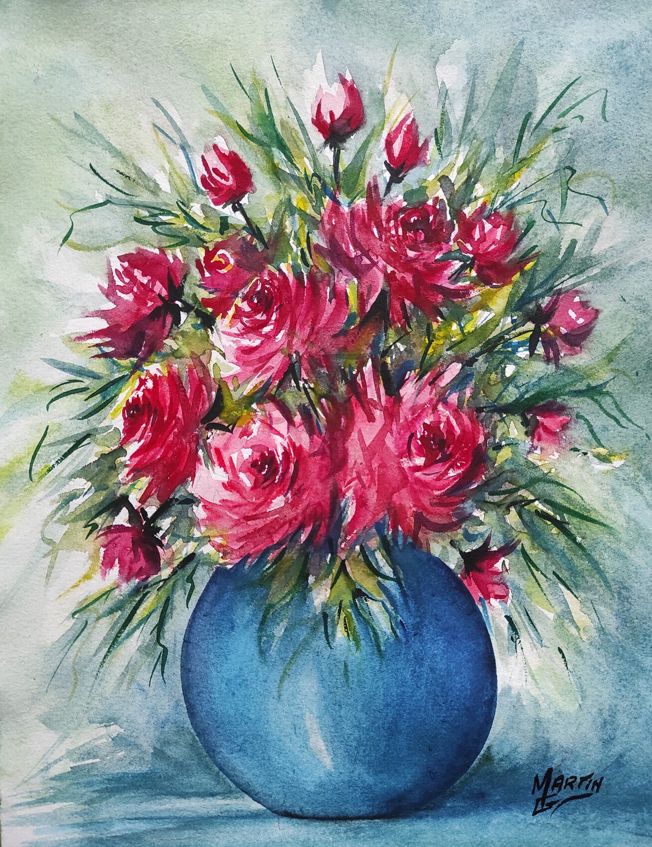 Peinture Bouquet de Roses Rouges