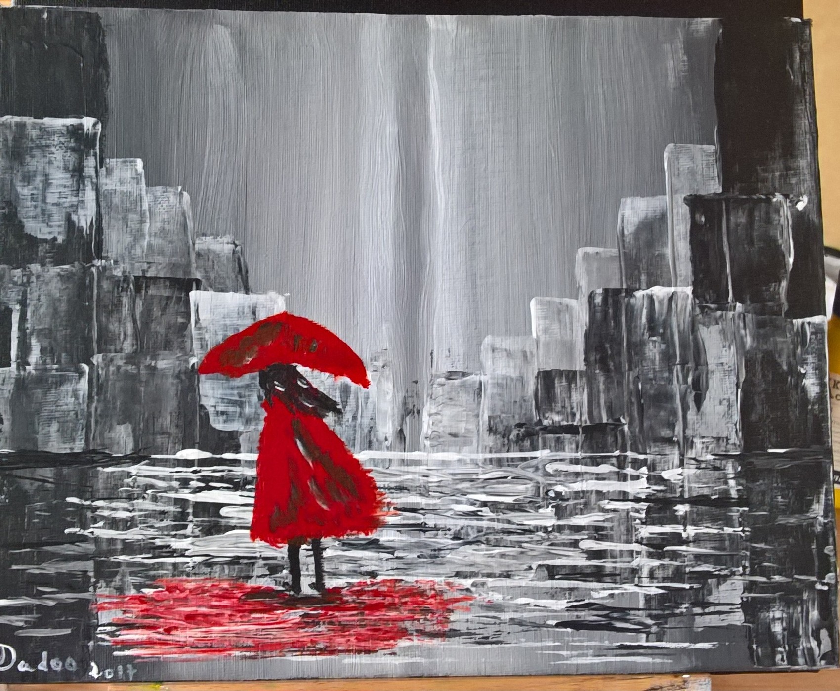 Peinture La femme en rouge