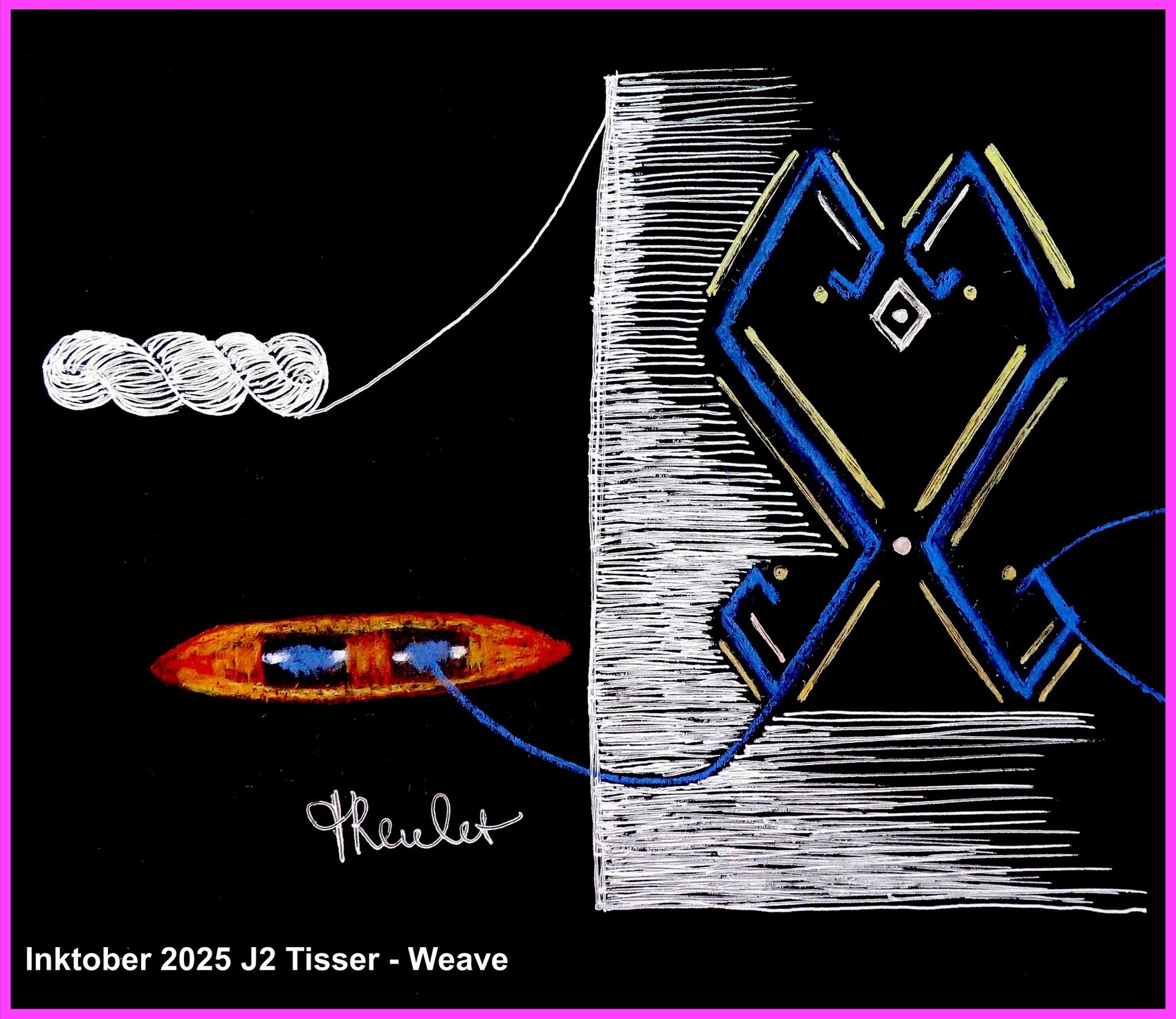 Dessin Inktober 2025 J2 Tisser - Weave