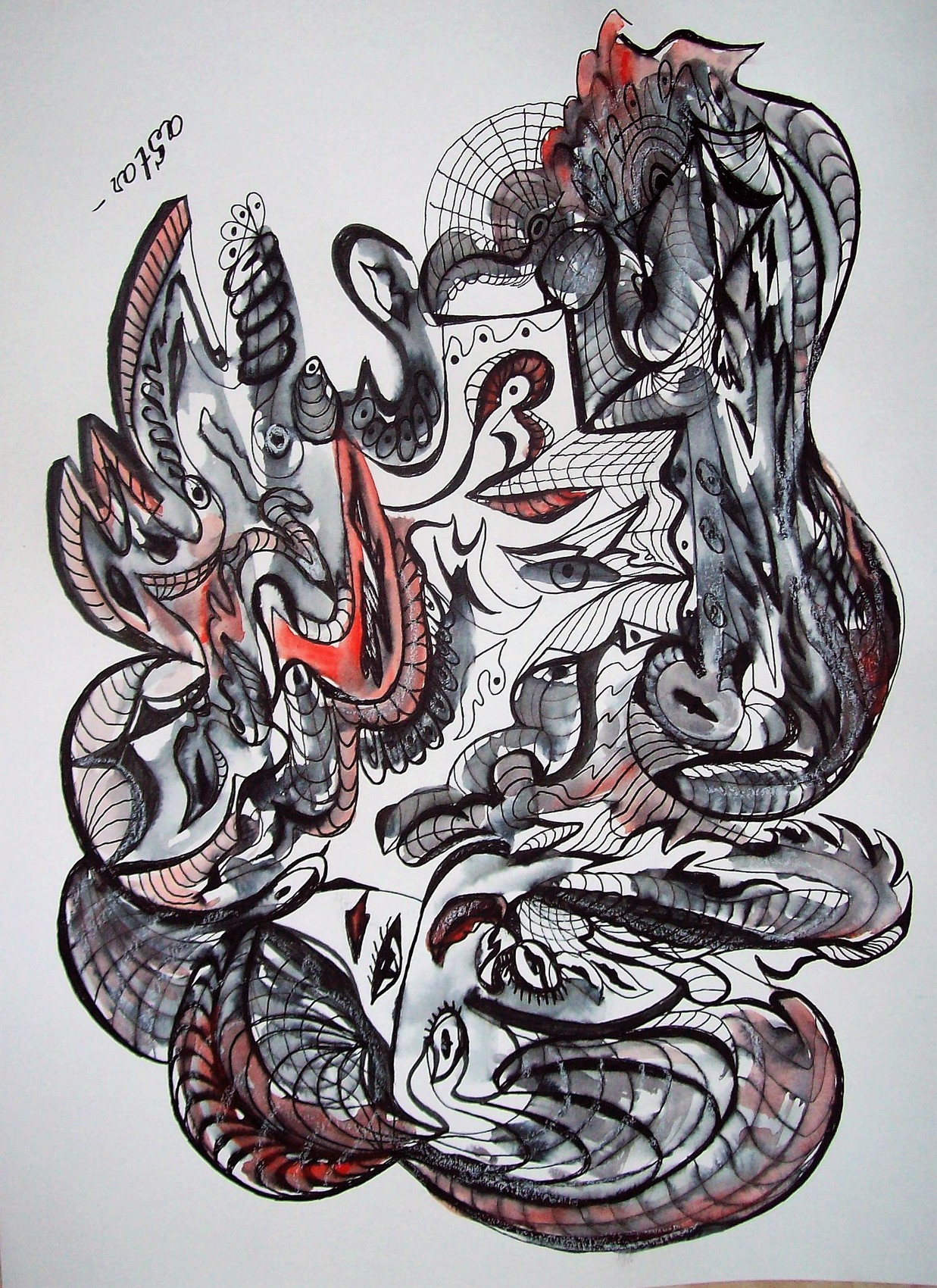 Dessin Rouge et noir. Face 1. Coup de la magie.