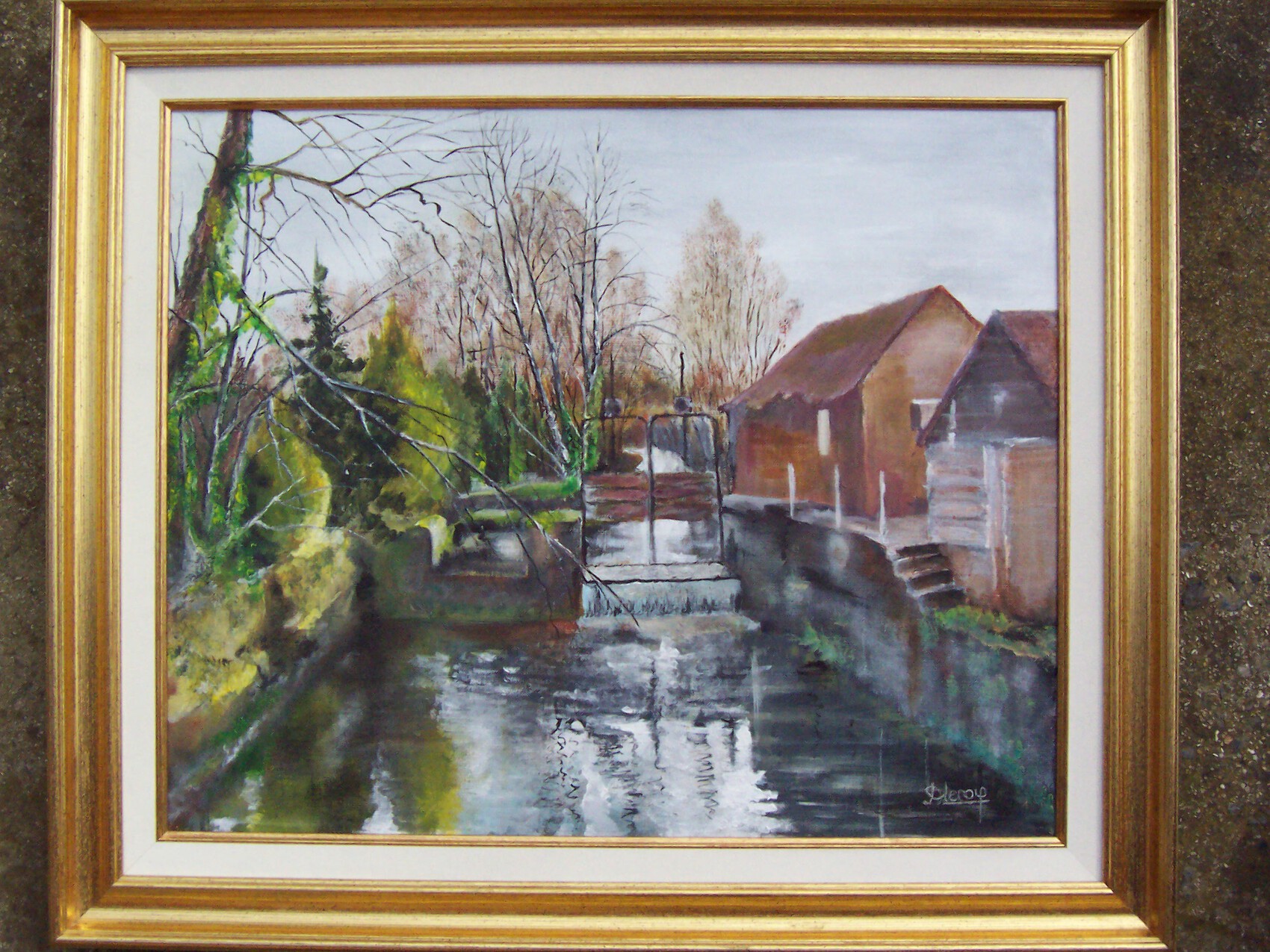 Peinture soleil d'hiver sur la lacquette