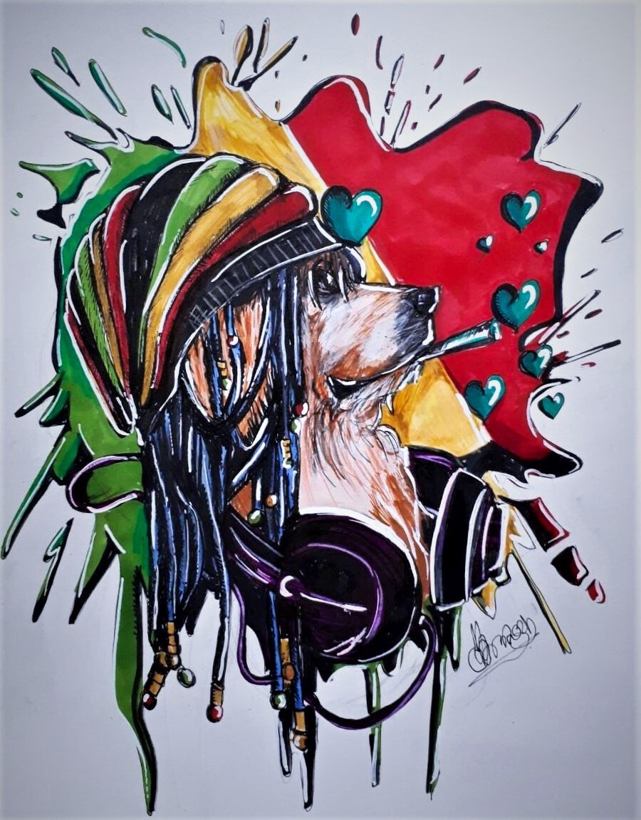 Dessin rasta dog