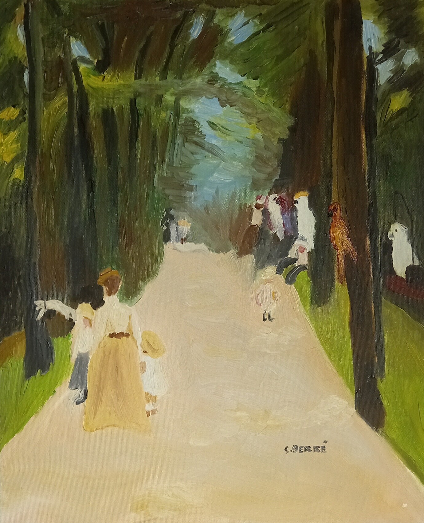 Peinture L'ALLEE AUX PERROQUETS