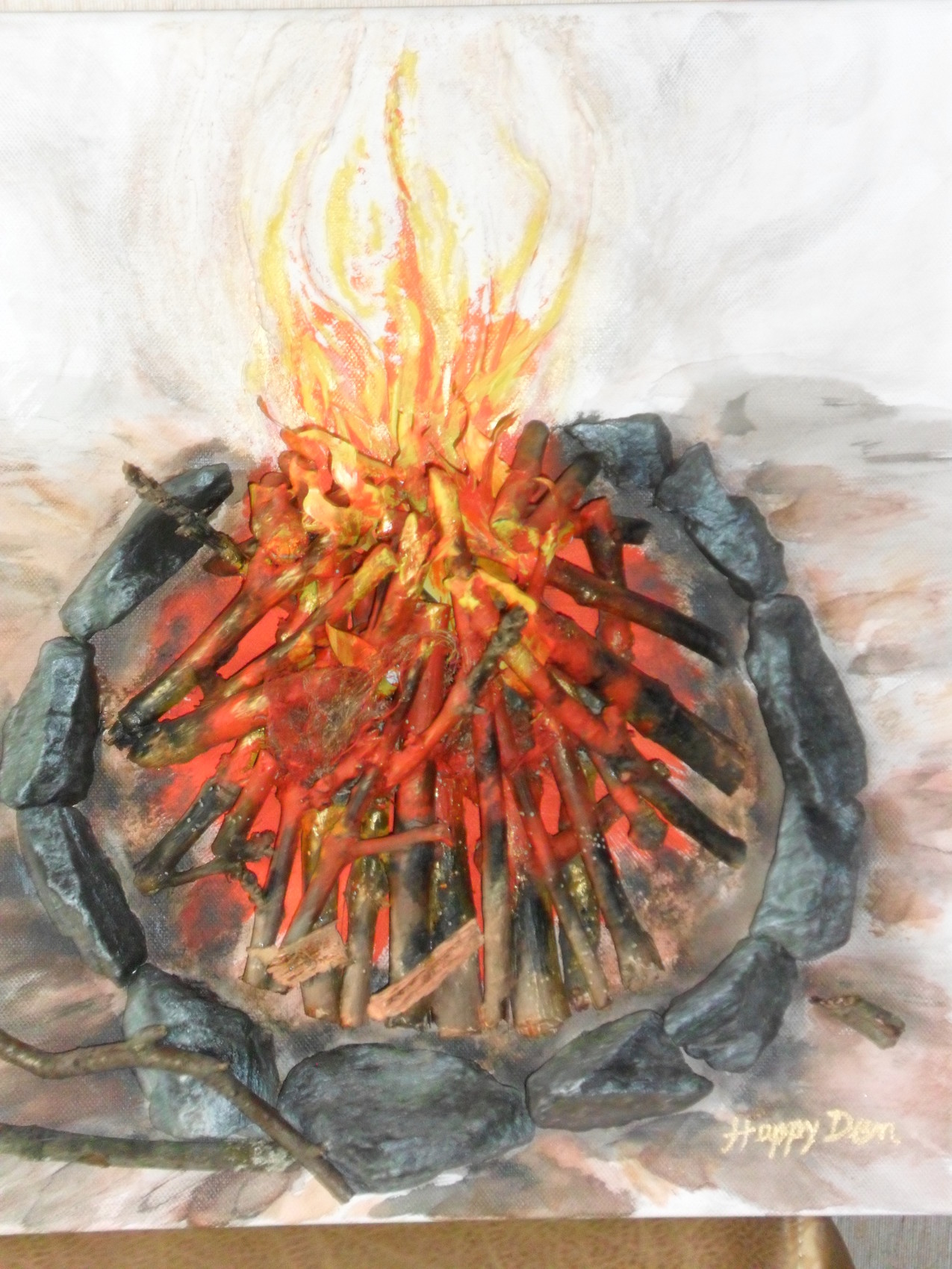 Peinture petit feu de bois