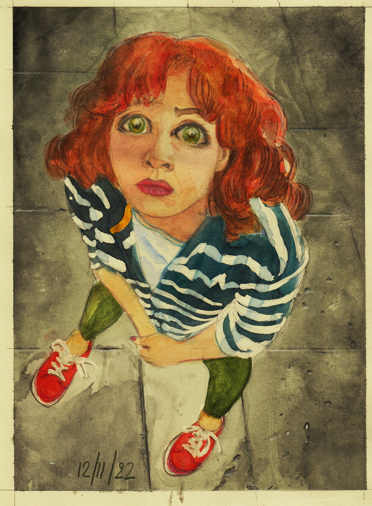 Peinture la fille aux yeux de chat