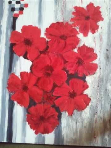 Peinture Fleurs rouges abstraites