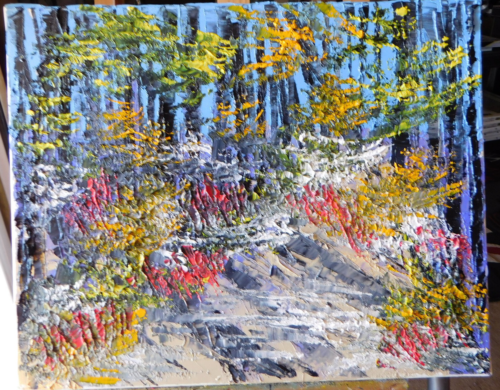 Peinture Forêt mauve.