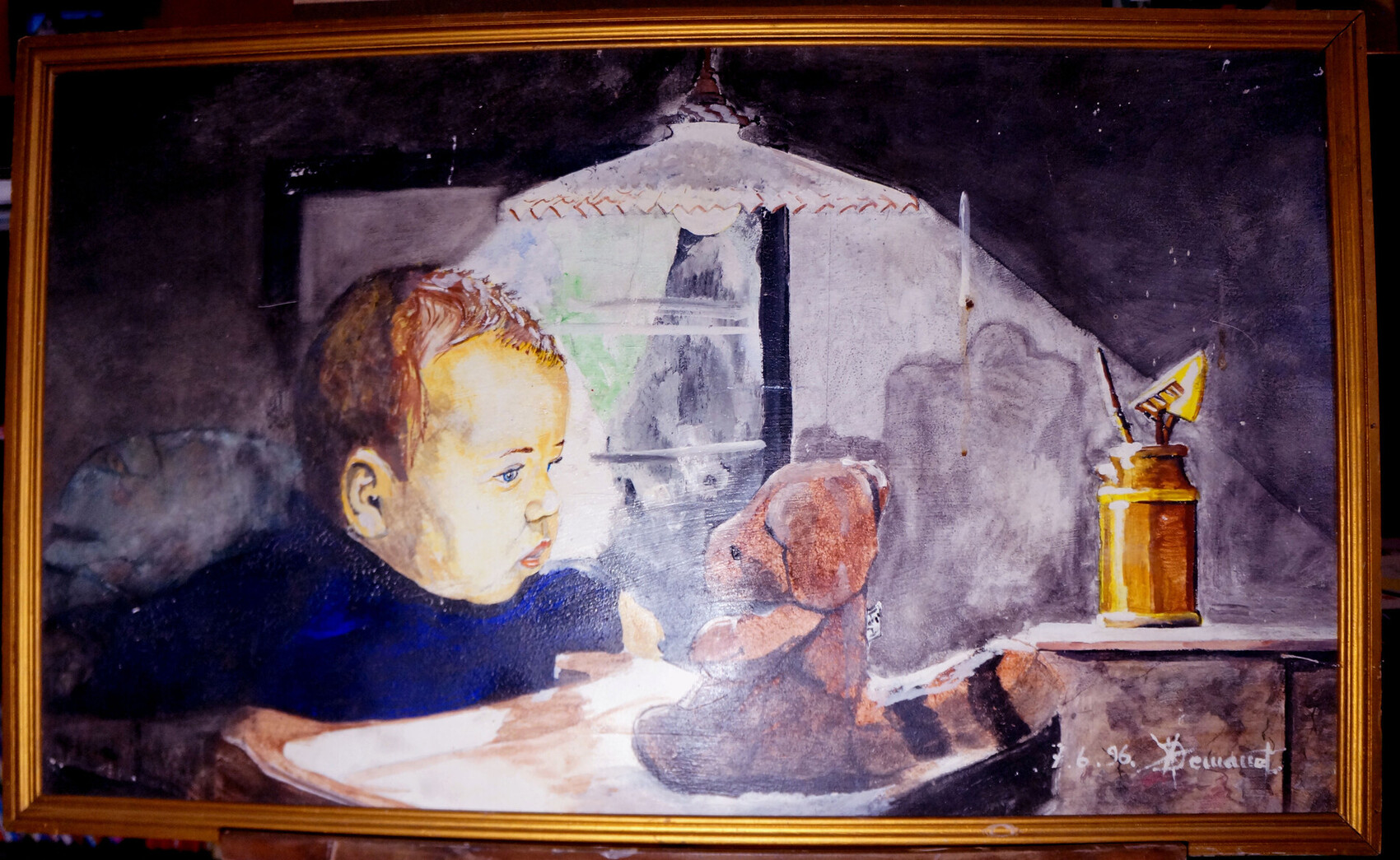 Peinture bébé sous la lampe