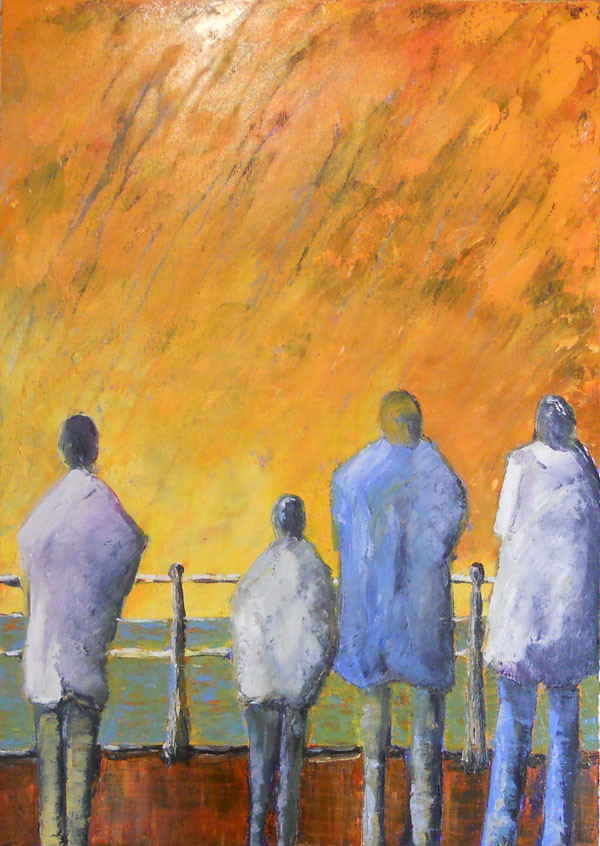 Peinture la famille Bondeau face à la mer