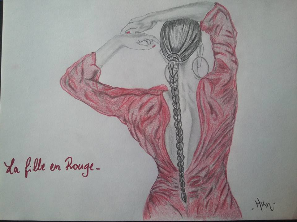 Dessin la fille en rouge ( 22 )