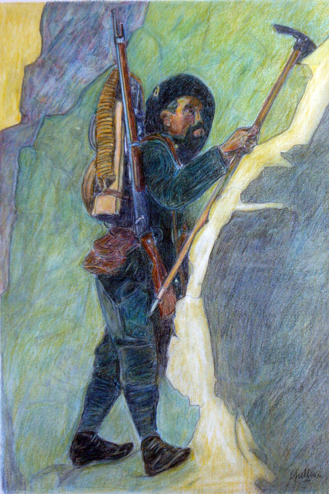 Dessin CHASSEUR ALPIN Escalade