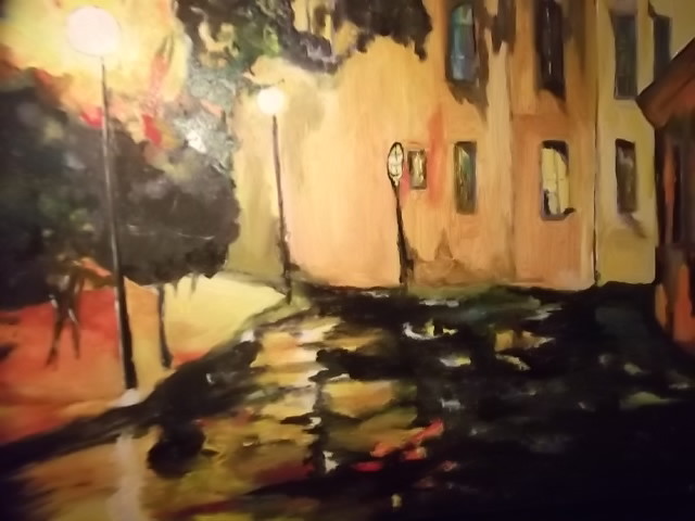 Peinture au coin d'une rue