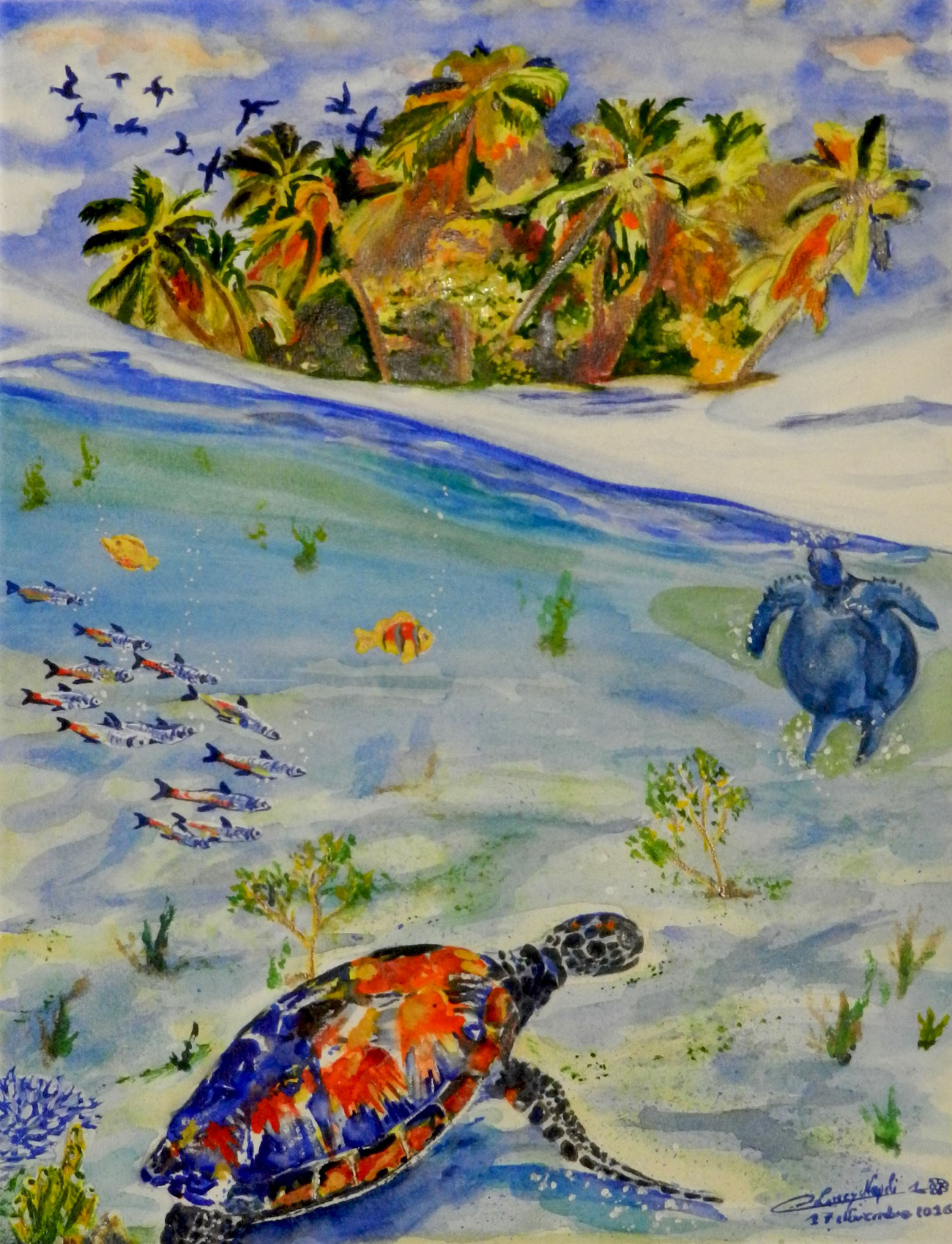 Peinture L'île aux tortues