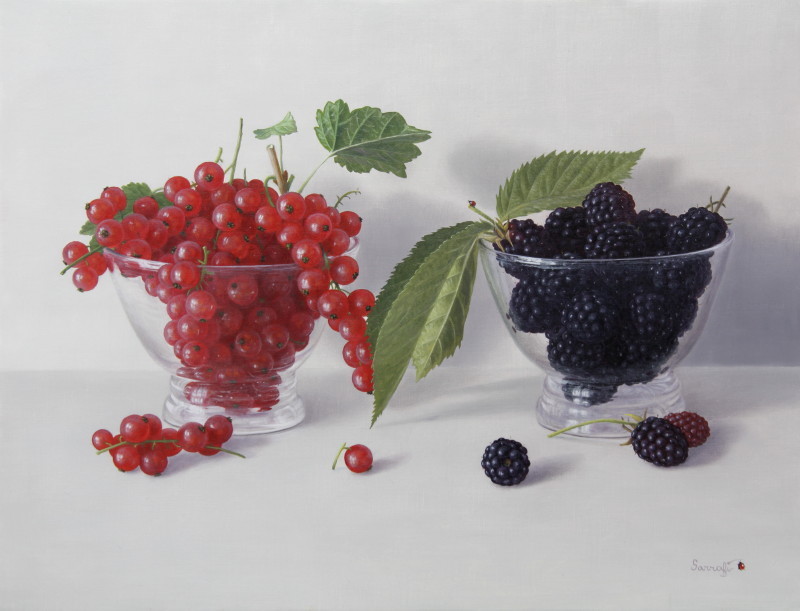Peinture Fruits rouge et noir(groseilles et mures) (27cm x 35cm)5F