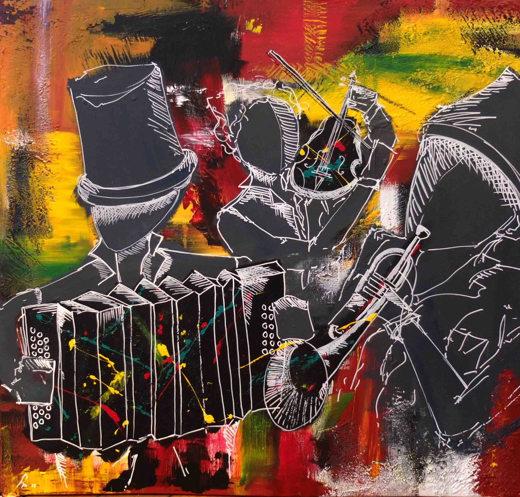 Peinture Les Musiciens des Balkans