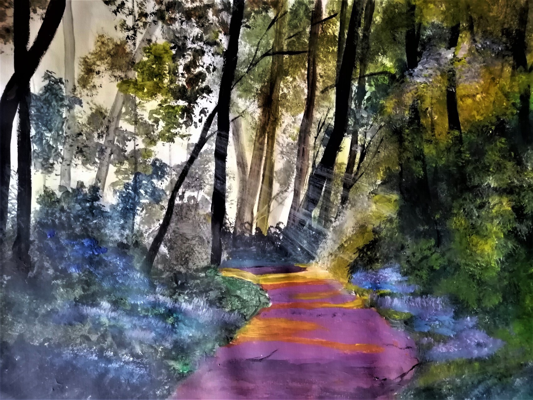 Peinture Forêt féérique (soir)