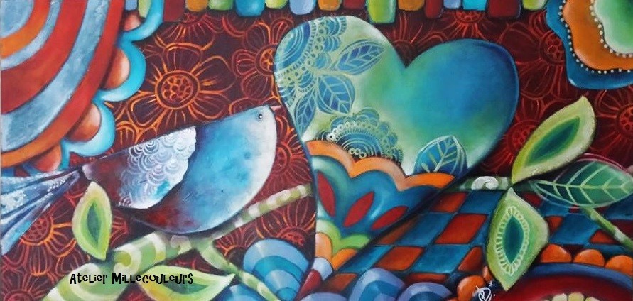 Peinture "Circus Birds 2 " 40x80