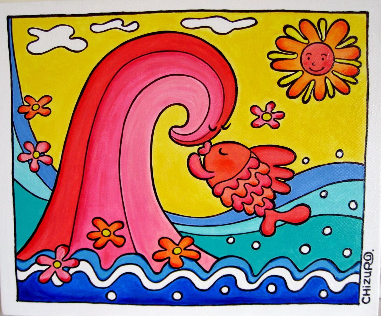 Peinture poisson rouge
