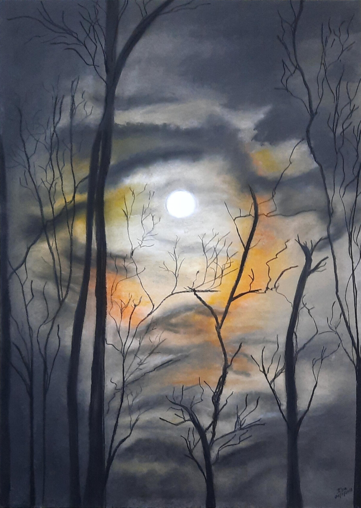 Peinture "Trees in the moonlight"