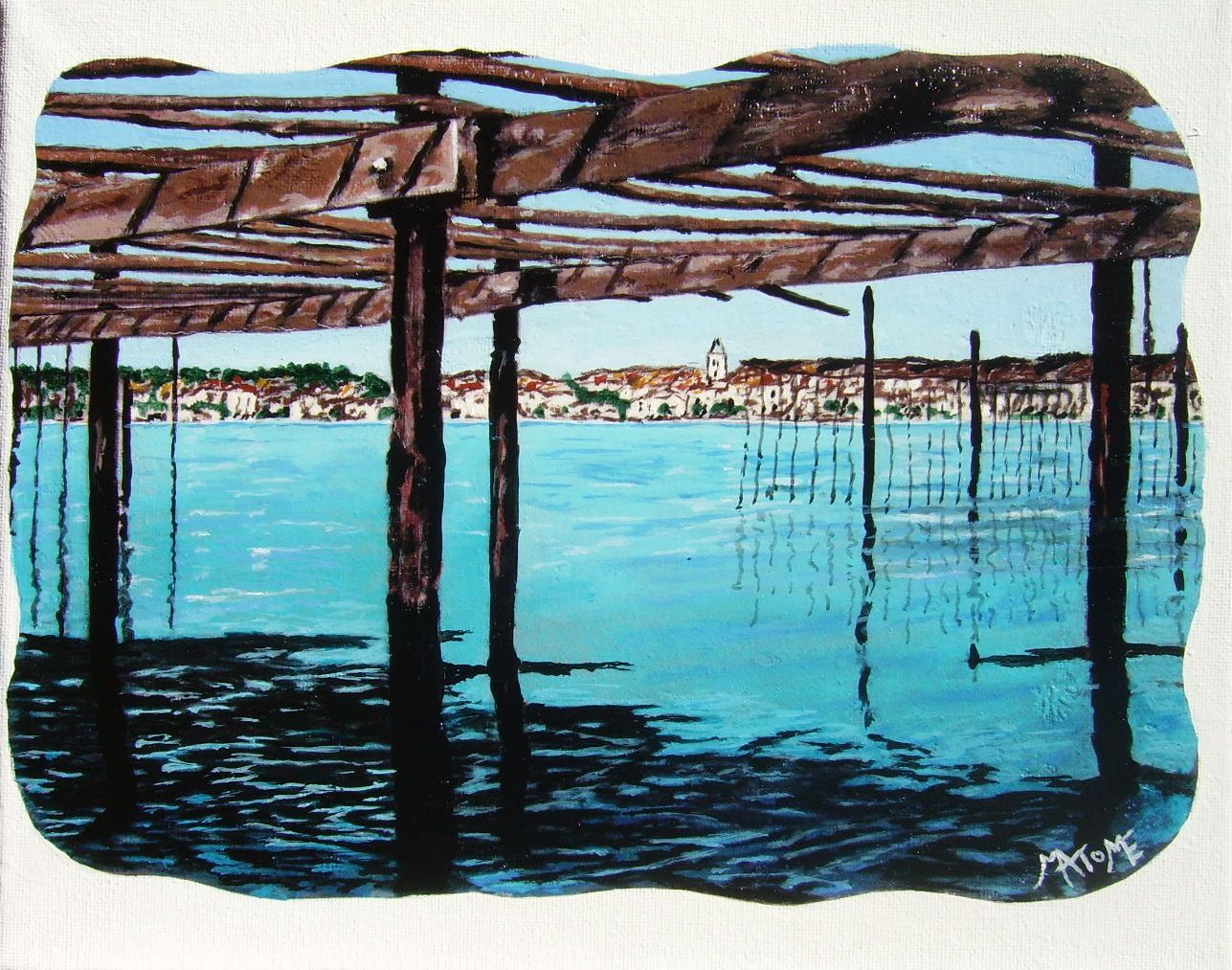 Peinture Bouzigues_vue_des_parcs_à_huitres