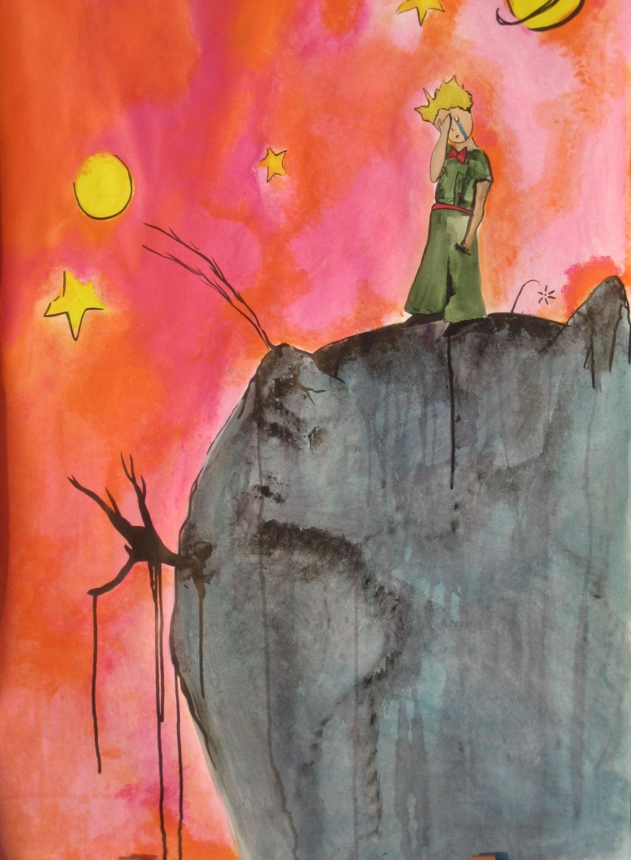 Peinture Le petit Prince est triste