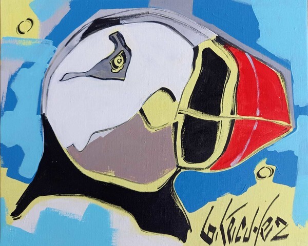 Peinture decoration marine bretagne MACAREUX POC'HAN