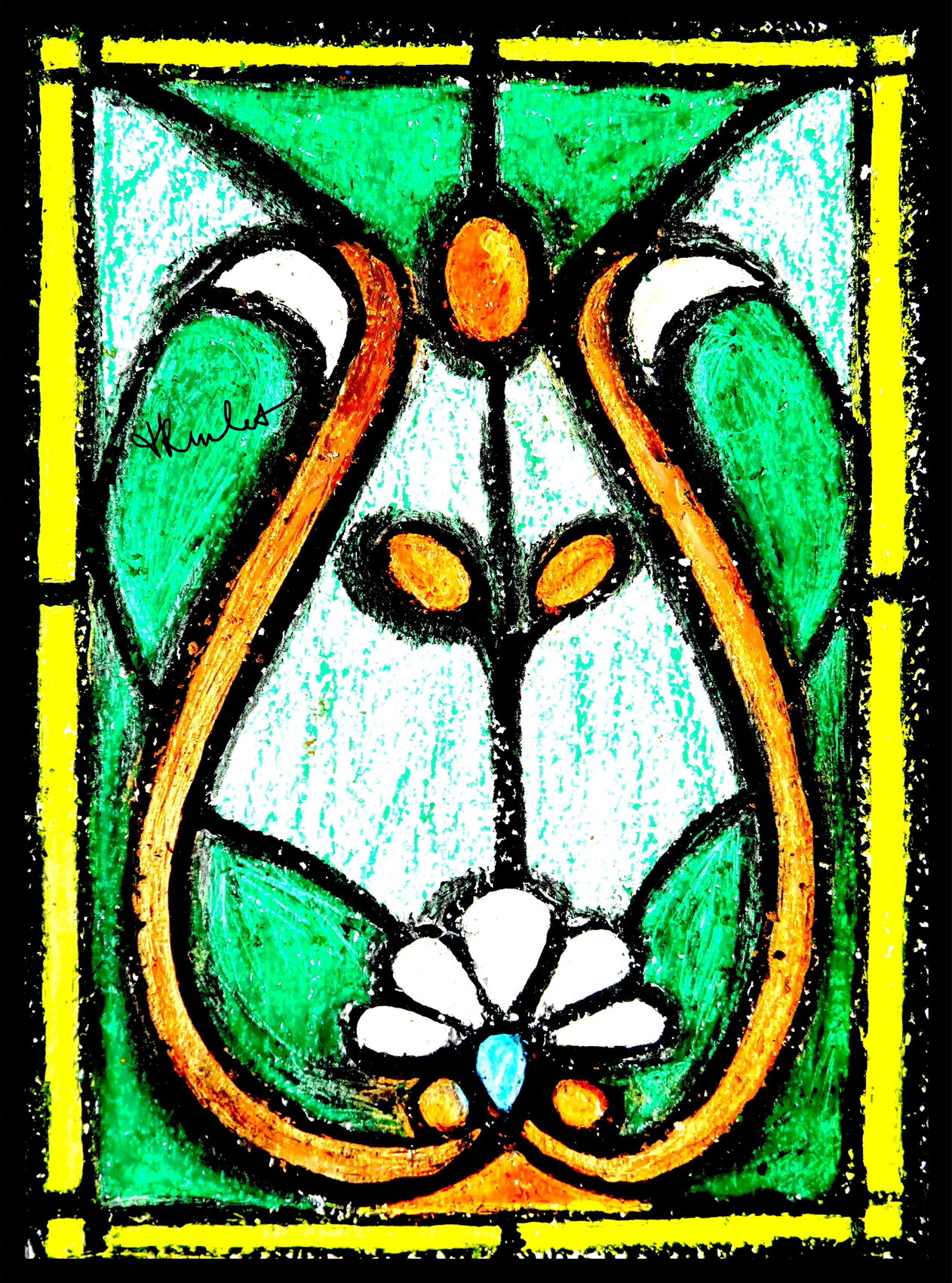 Dessin Vitrail lyre / Drawing A lyre stained glass
