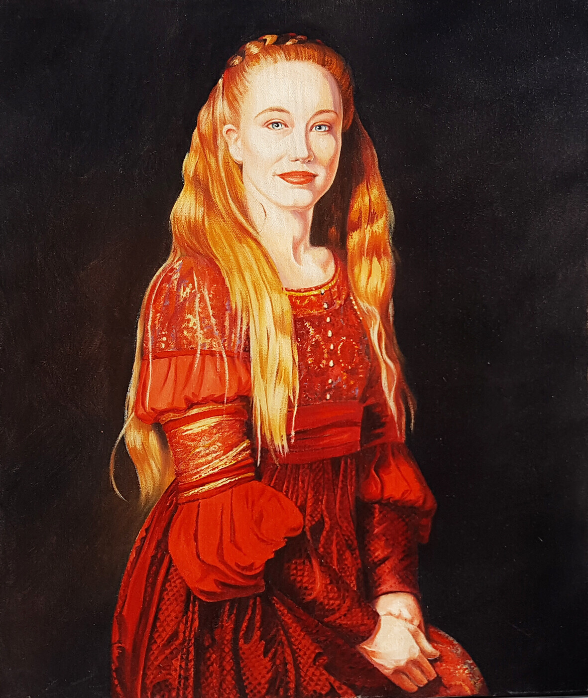 Peinture La dame en rouge