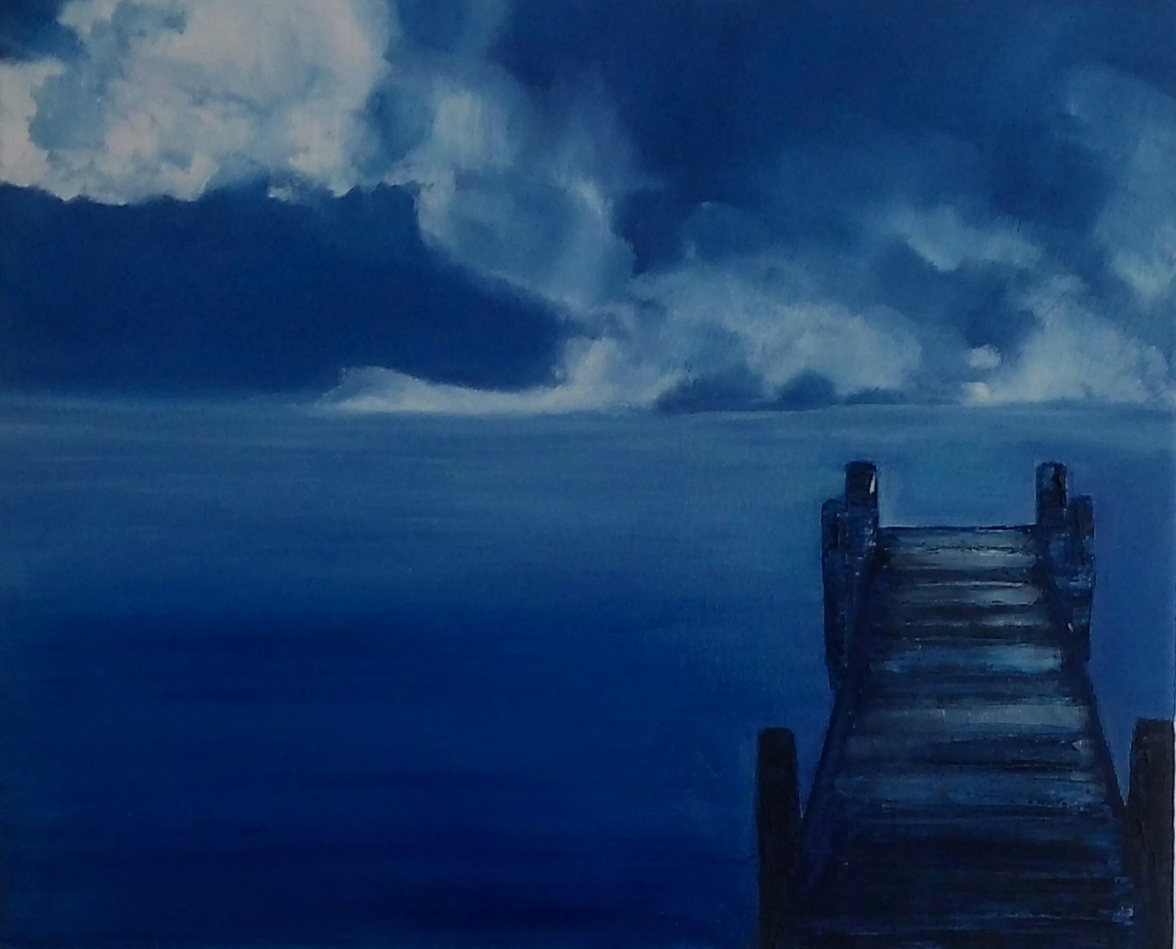 Peinture solitude bleue