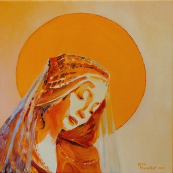 Peinture VIERGE MARIE ORANGE