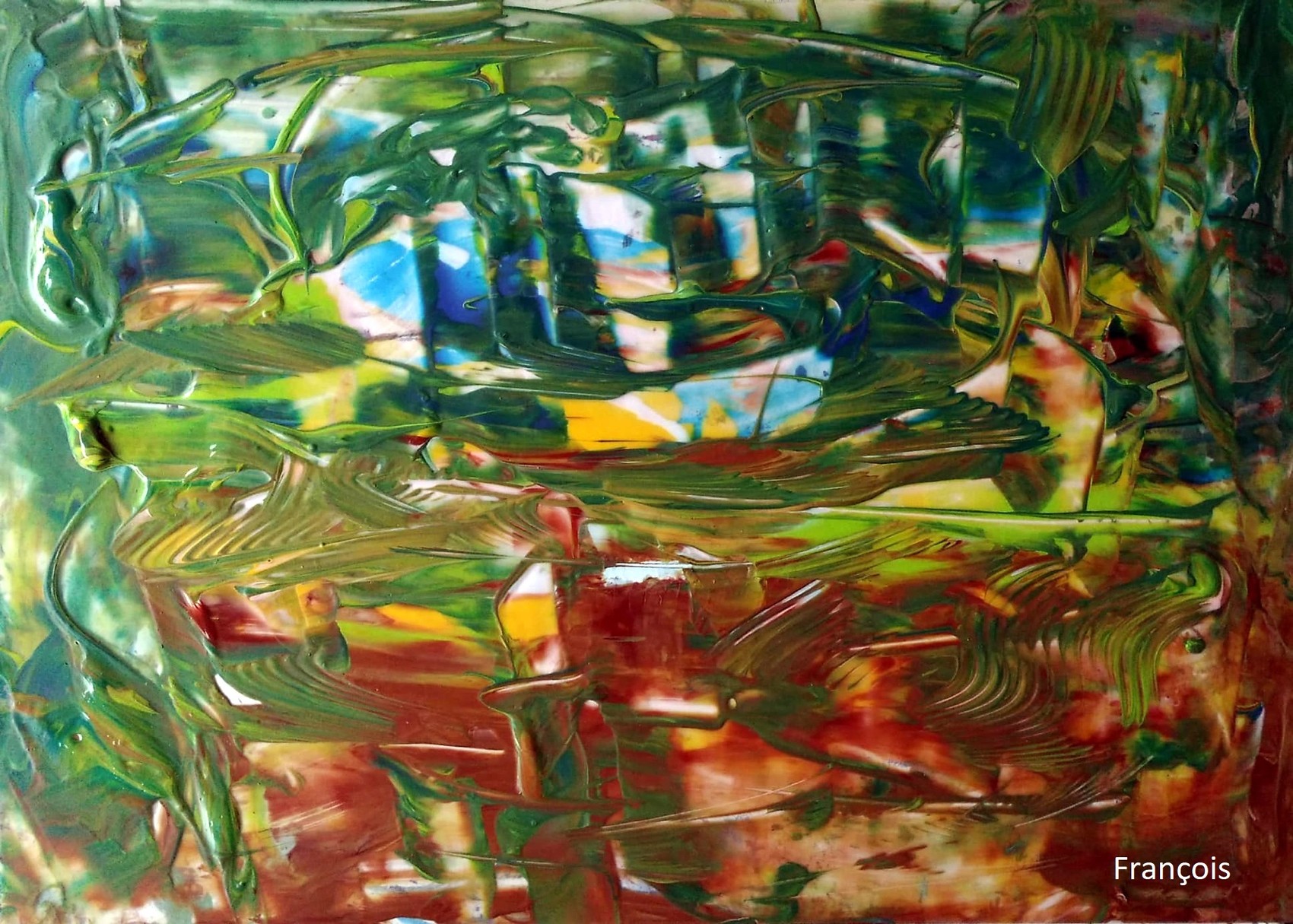 Peinture promenade en forêt