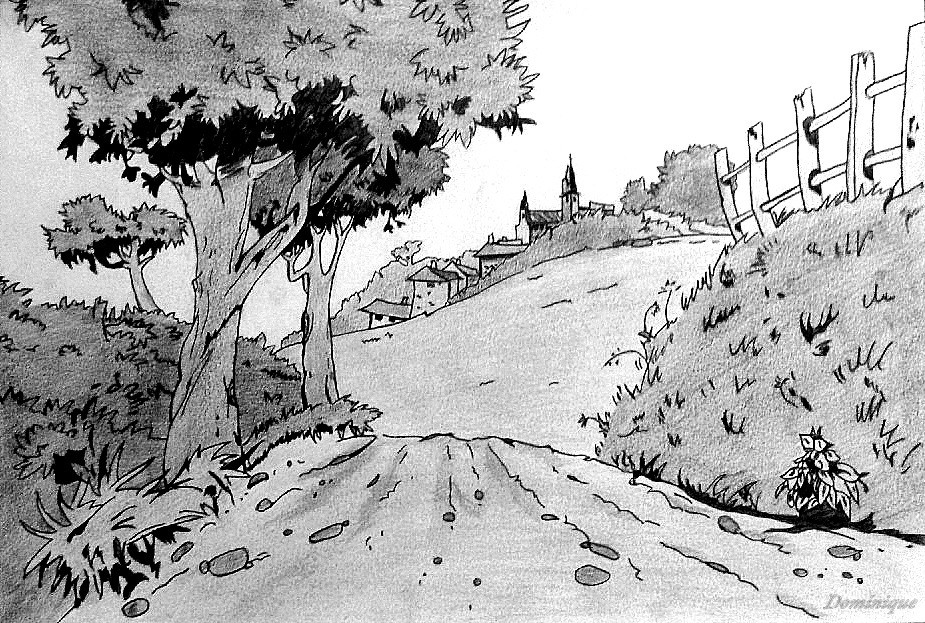 Dessin Petit coin de campagne.