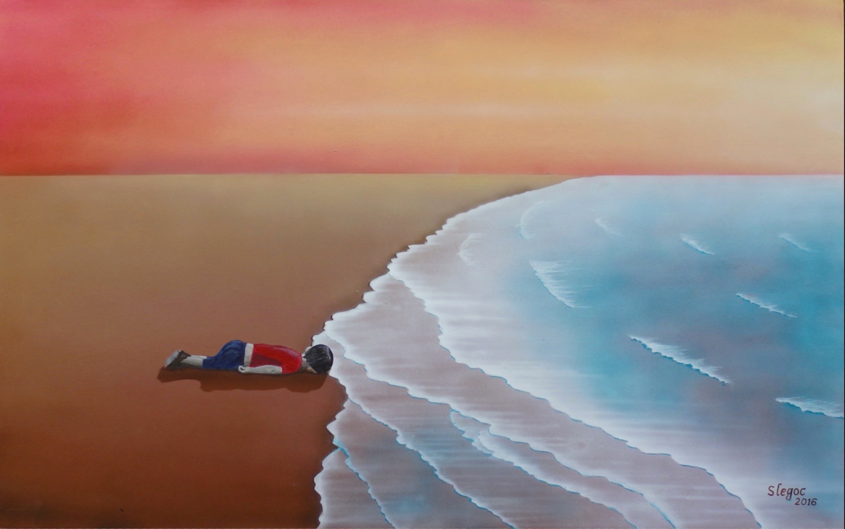 Peinture Hommage à Aylan