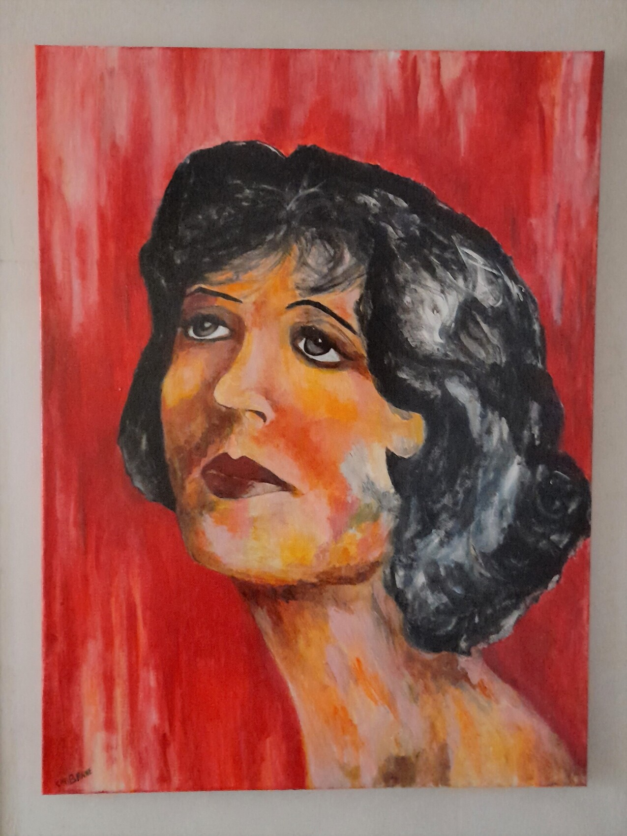 Peinture FEMME AU REGARD PERDU