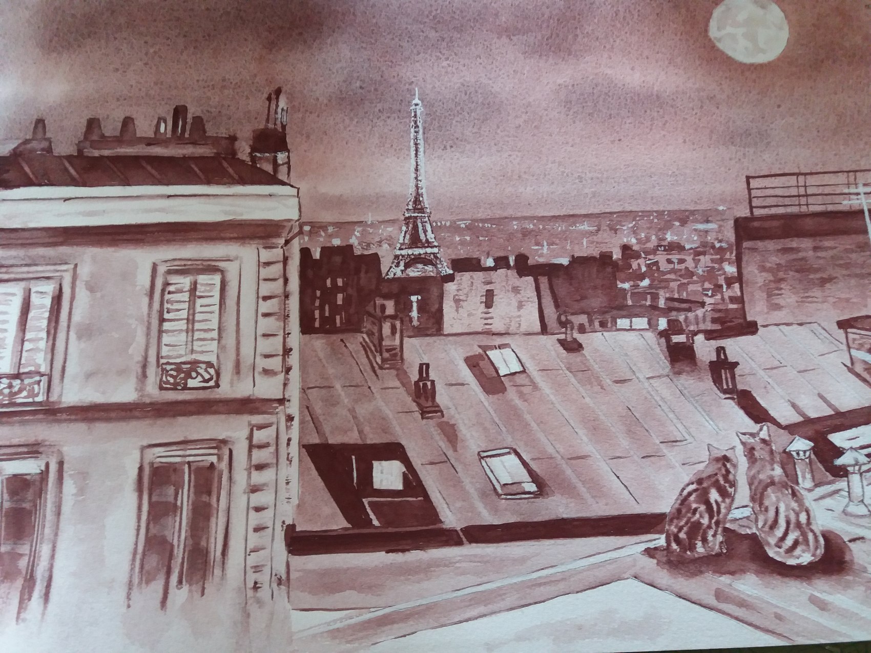 Peinture Sur les toits de Paris