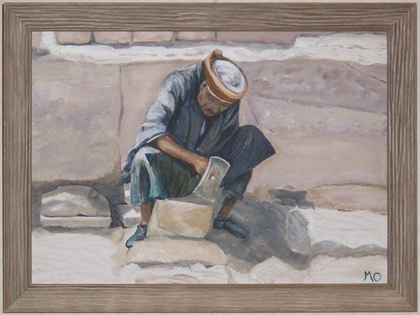 Peinture Egyptien, tailleur de pierre