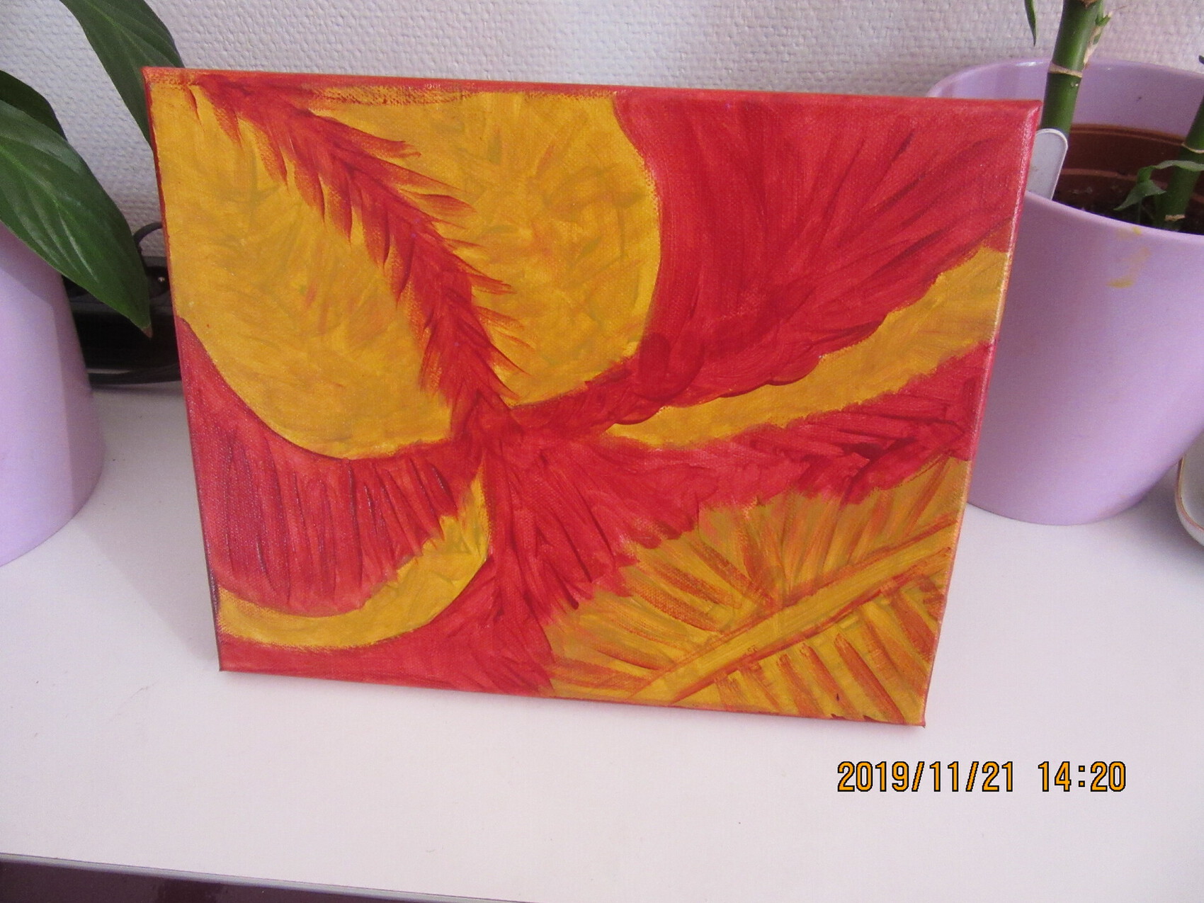 Peinture rouge et jaune