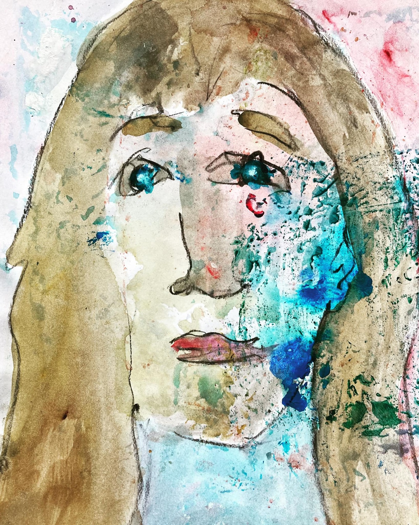 Peinture « La femme aux joues bleues